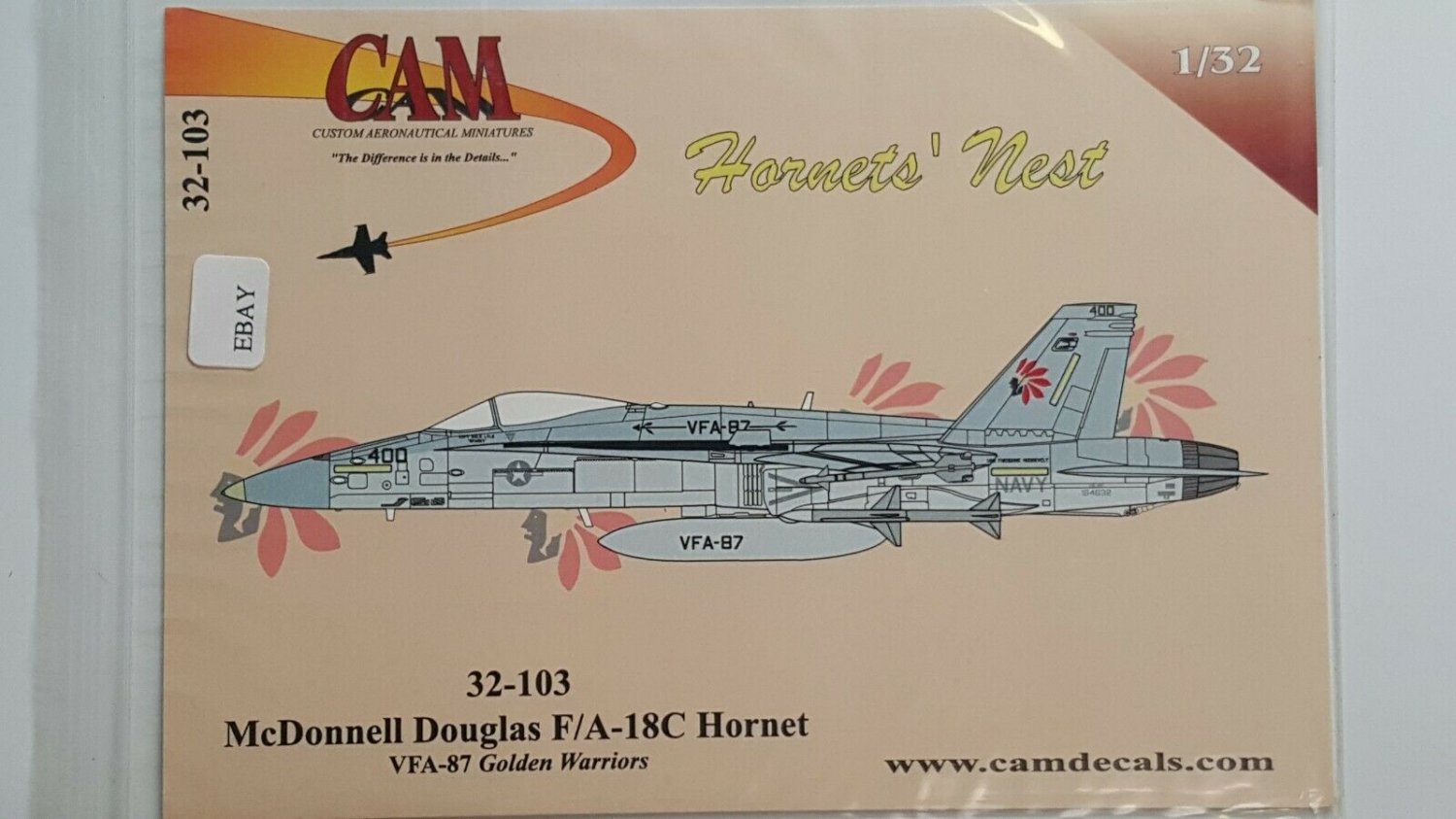 1/32 F/A-18C HORNET VFA-87 GOLDEN WARRIORS CAM DECALS 32-103 OOP