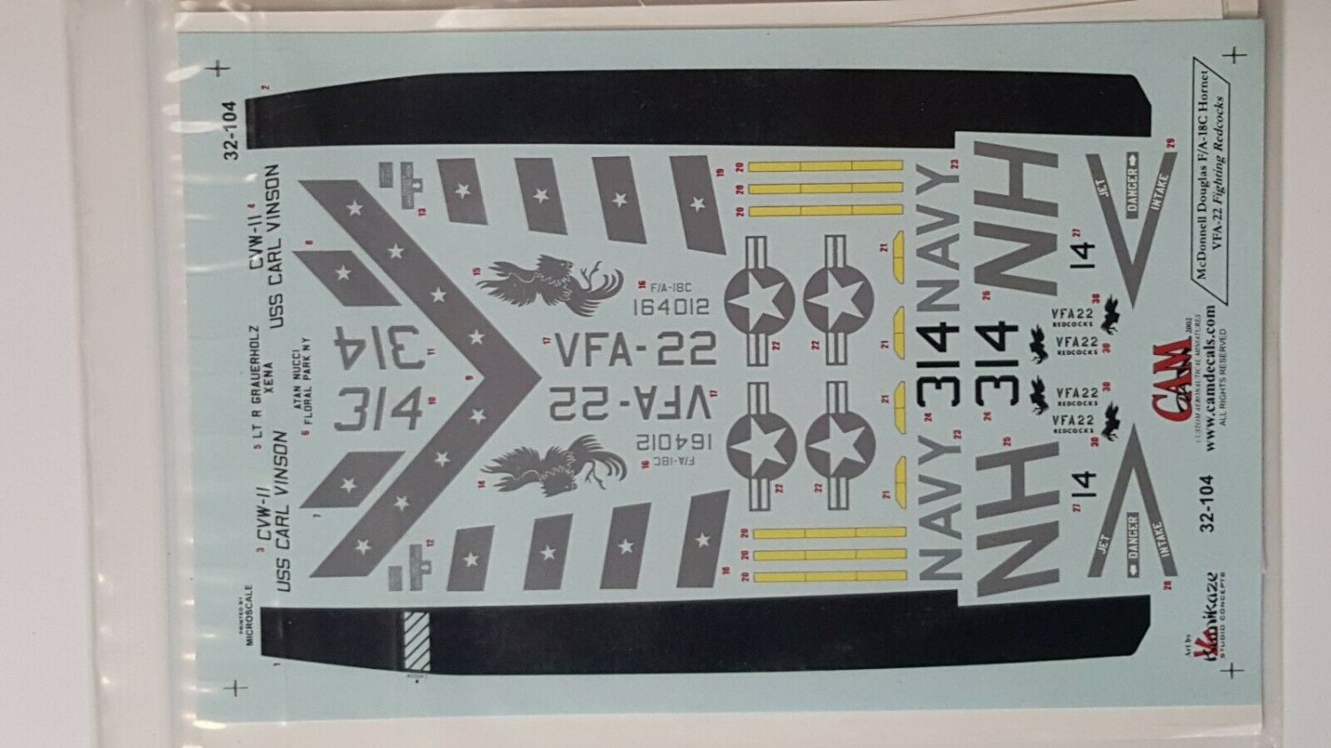 1/32 F/A-18C HORNET VFA-22 Fighting Redcocks CAM DECALS 32-104 OOP