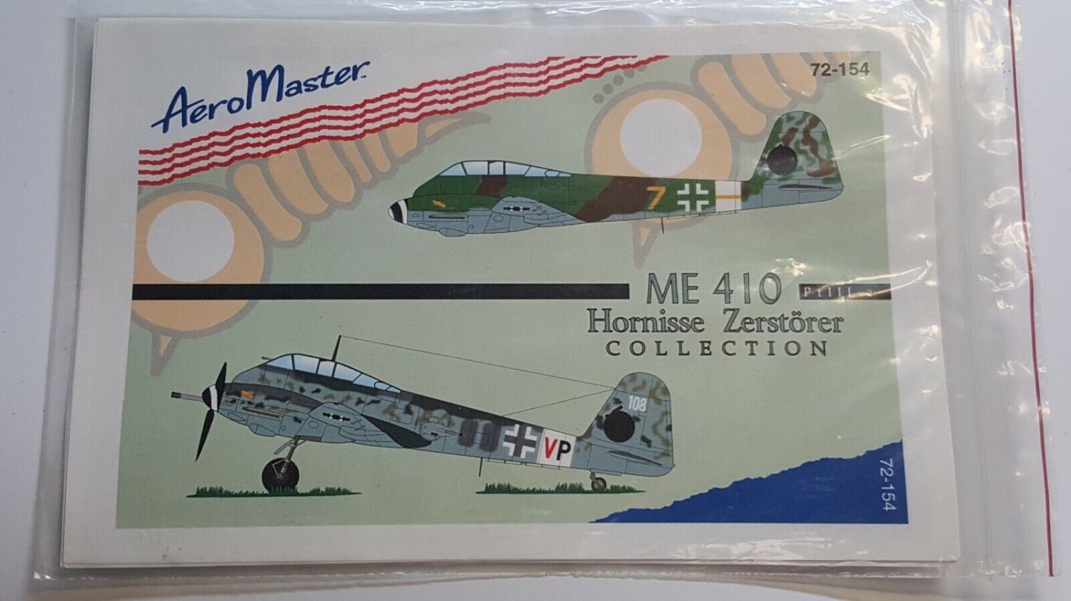 1/72 Messerschmitt Me-410 Hornet Destroyer AEROMASTER 72-154 TOP DECALS OOP