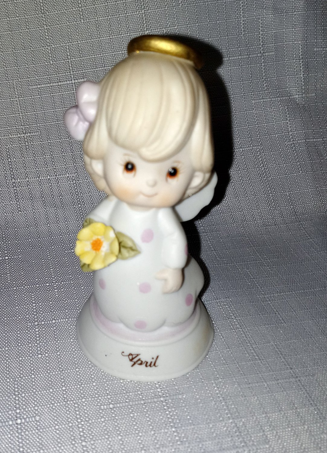 Vintage Lefton Little Girl April Angel Birthday Bell Figurine #1118244
