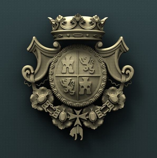 "Old Castle Sign" 3D STL Model Relief for CNC Router Aspire Artcam
