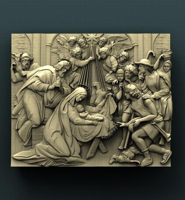 "Jesus Birth" 3D STL Model for CNC Router Aspire Artcam