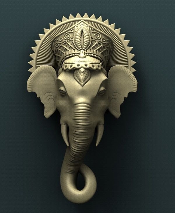 "Elephant Head" 3D STL Model Relief for CNC Router Aspire Artcam