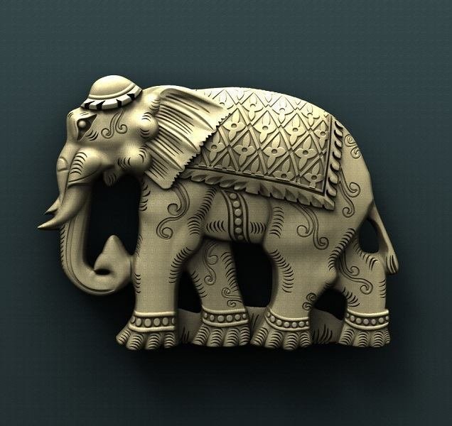 3D STL "Traditional Elephant" Model for CNC Router Aspire Artcam