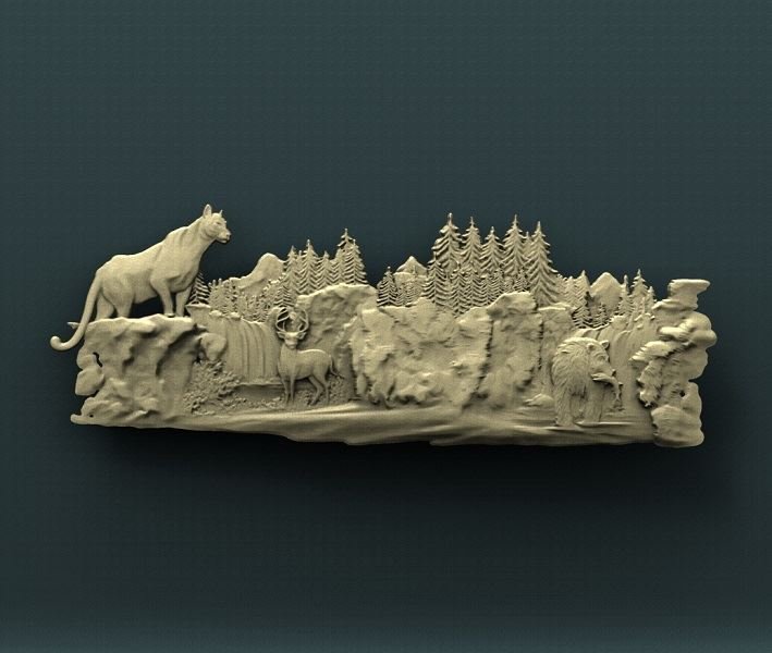 3D STL "Wildlife Environment" Model for CNC Router Aspire Artcam