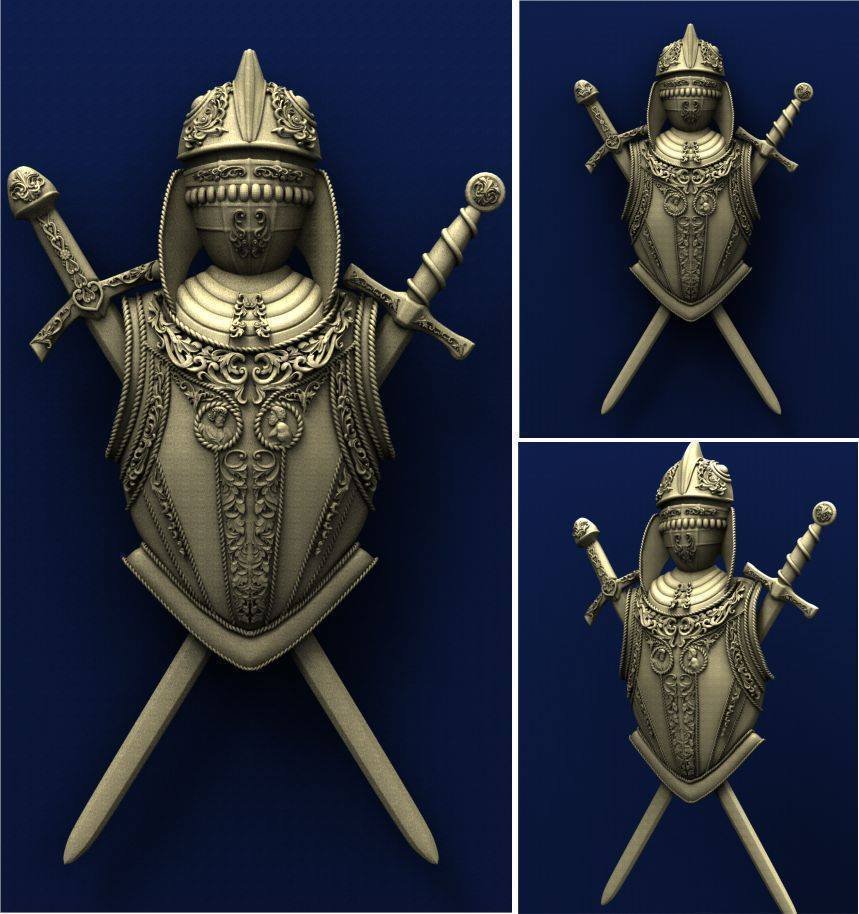 "Armor knight" 3D STL Model for CNC Router Aspire Artcam