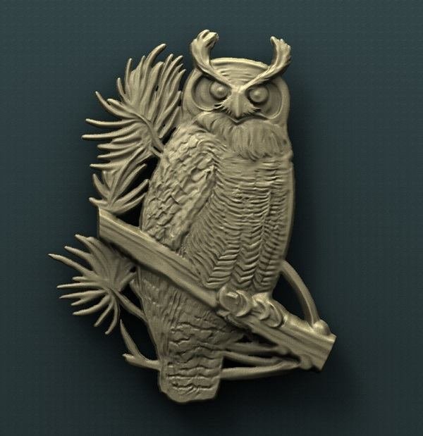 3D STL "Night Owl" Model for CNC Router Aspire Artcam
