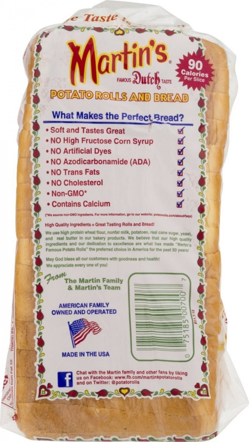 Martin's Famous Pastry Potato Bread Variety Pack- 18 oz. Bags (4 Loaves)