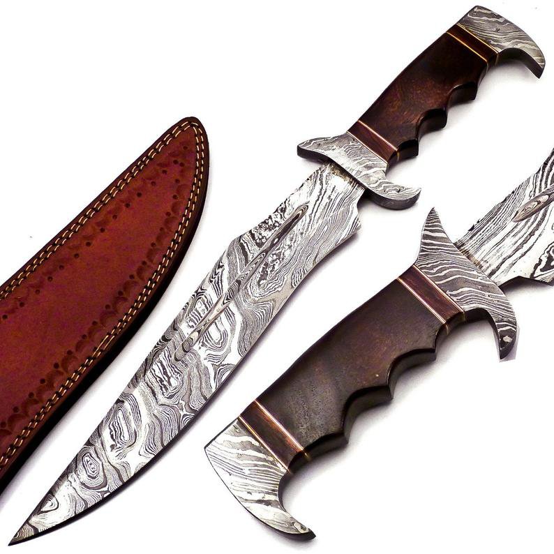 16 25 Coustom Handmade Forged Damascus Steel Hunting Knife Steel