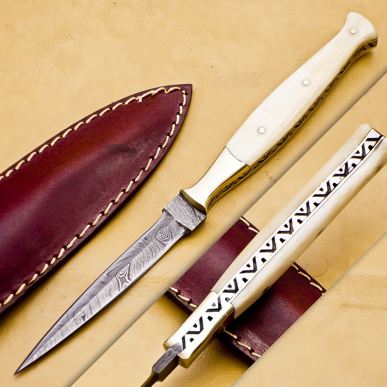 Custom Hand Made Forged Hunter Knife Damascus Steel Boot Throwing ...