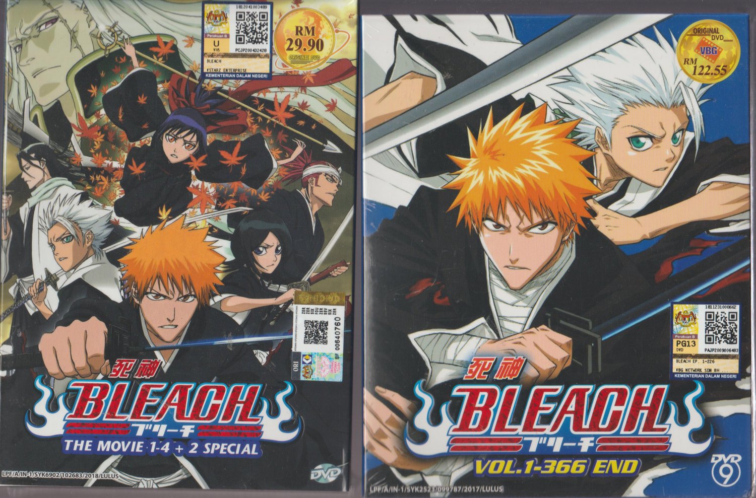 Anime DVD Bleach Complete Series Vol.1-366 End + Movie Part 1-4 + 2 Special
