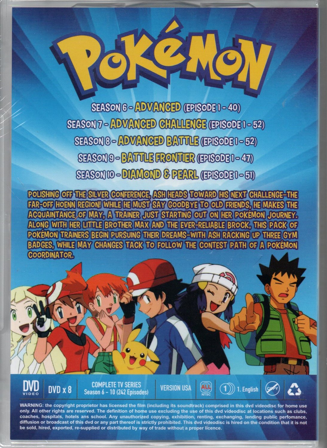 Anime DVD Pokemon Complete Series Season 6-10 Vol.1-242End (USA Version ...