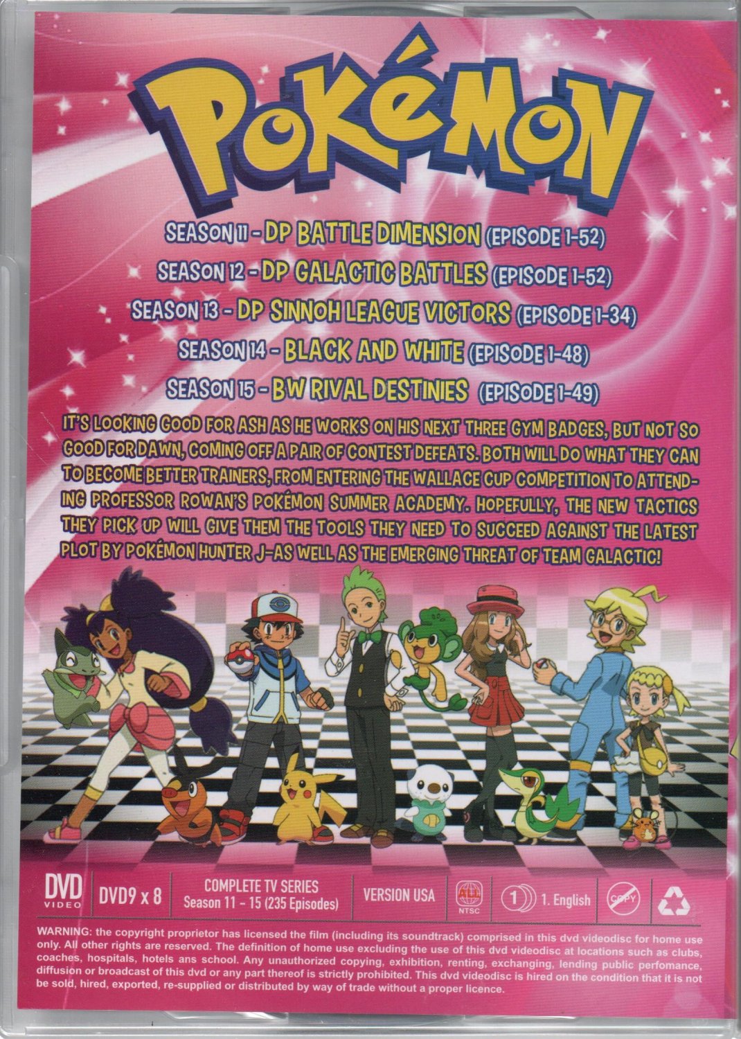Anime DVD Pokemon Complete Series Season 11-15 Vol.1-235 End (USA Version)