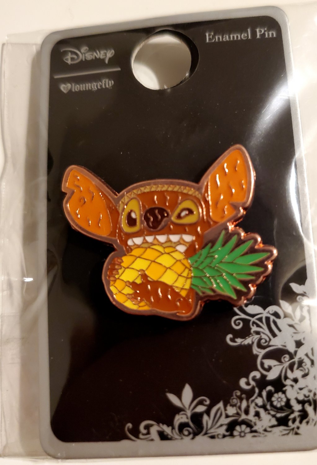 Lilo and Stitch Tiki pin gold Stitch with pineapple loungefly disney