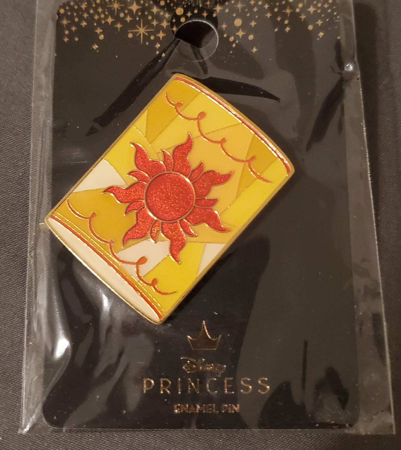Loungefly Disney Tangled Rapunzel enamel pin sun stained glass lapel