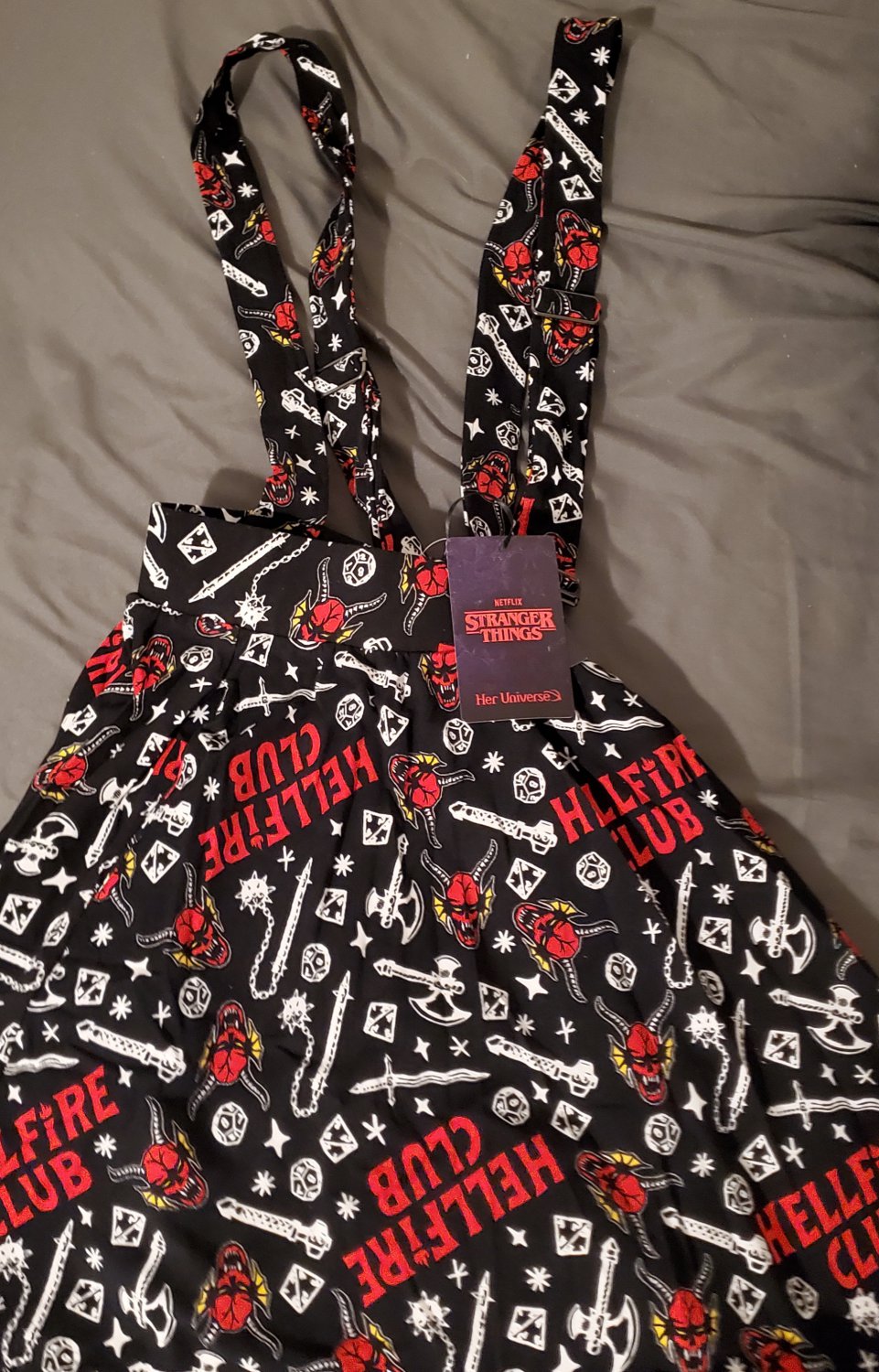 Stranger things hellfire club skirt suspenders size large