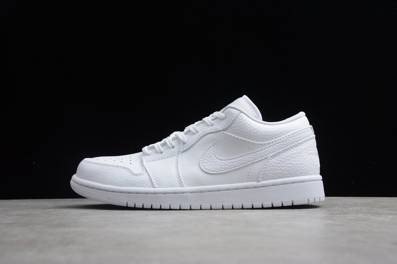 Jordan 1 Low Triple White Tumbled Leather - 553558-130
