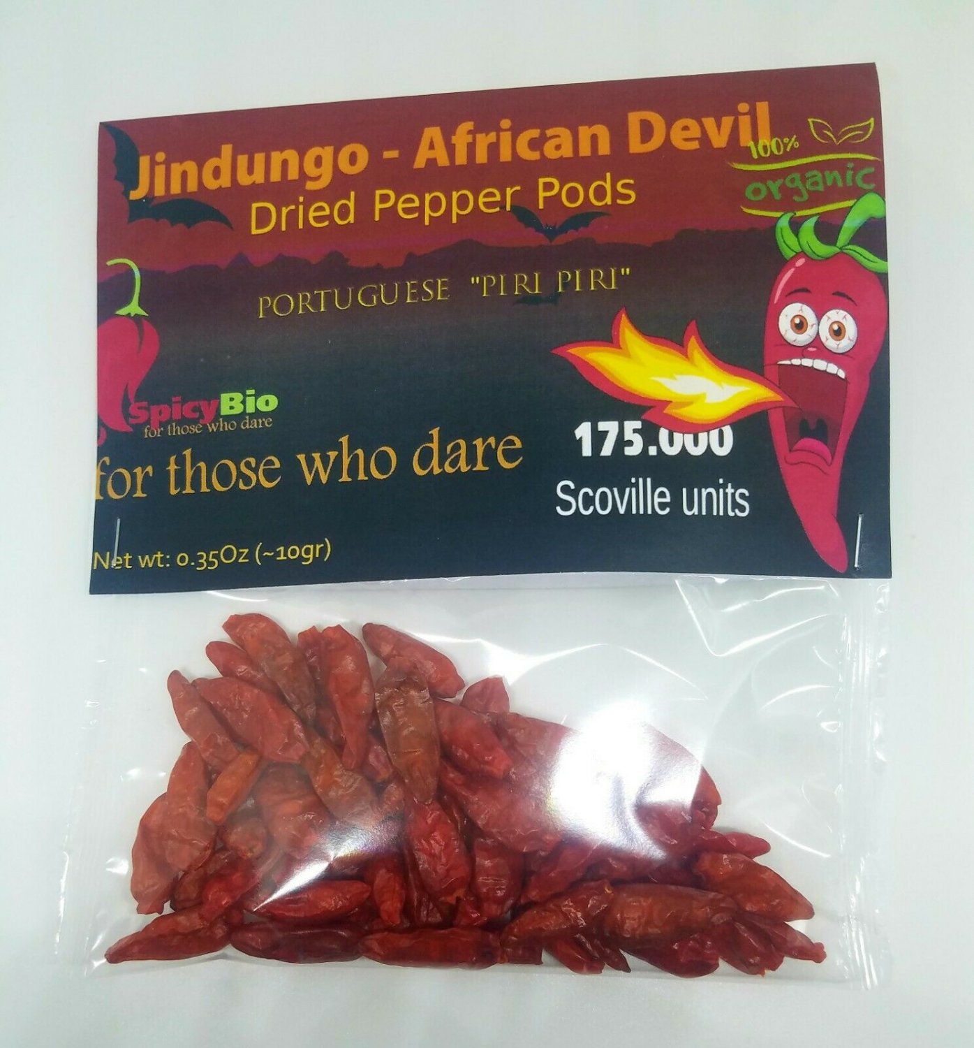 Jindungo - African Devil - Dried Pepper Pods (100% Organic)