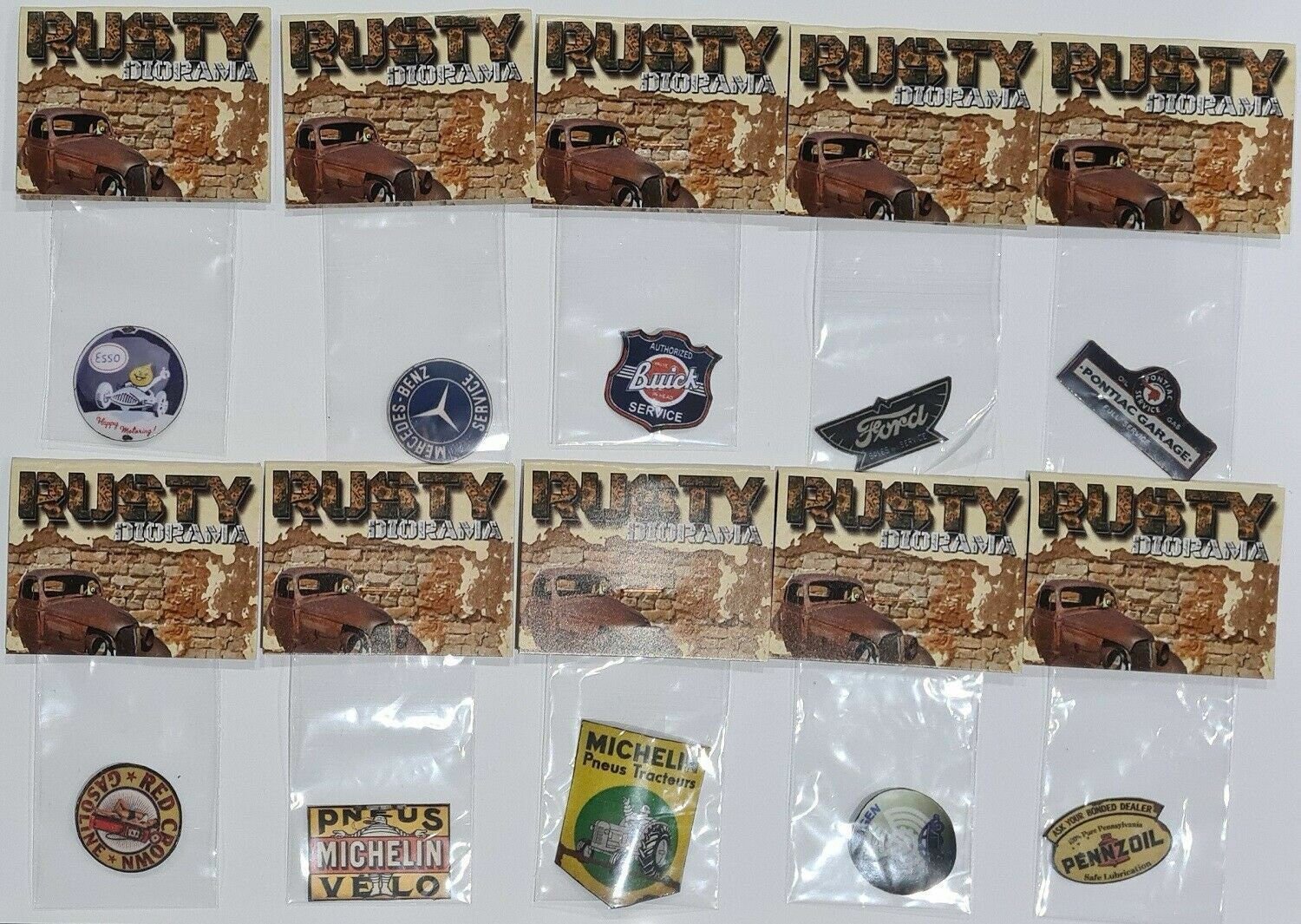 Pack of 10 Realistic Metal Signs - Choose Scale: 1/18, 1/32 , 1/43 or 1/64