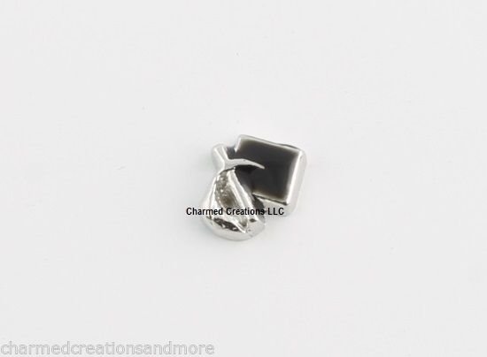 Black Grad Cap Graduation Graduate Floating Charm For Glass Memory Locket