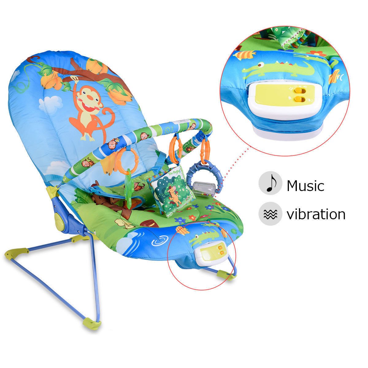 Baby Bouncer Seat Infant Rocker Recline Chair Soothing Vibrate Music ...