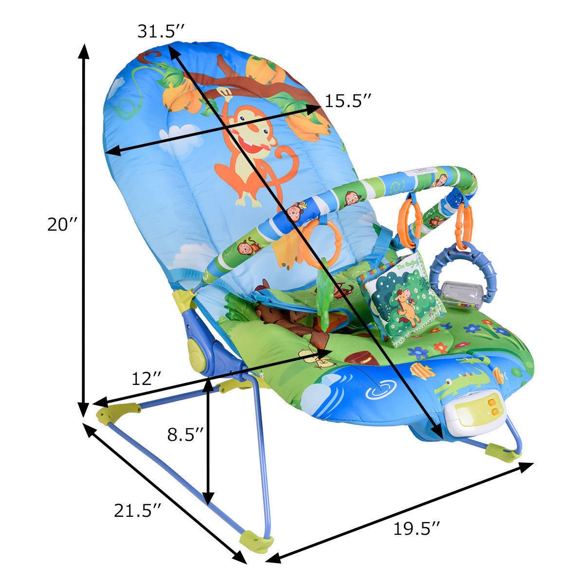 Baby Bouncer Seat Infant Rocker Recline Chair Soothing Vibrate Music ...