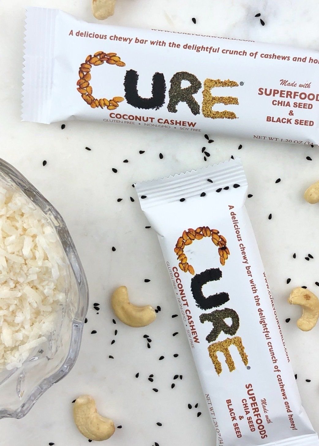 New CURE Bar The Original Black Seed Bar, 12 Pcs CURE® Coconut Cashew ...