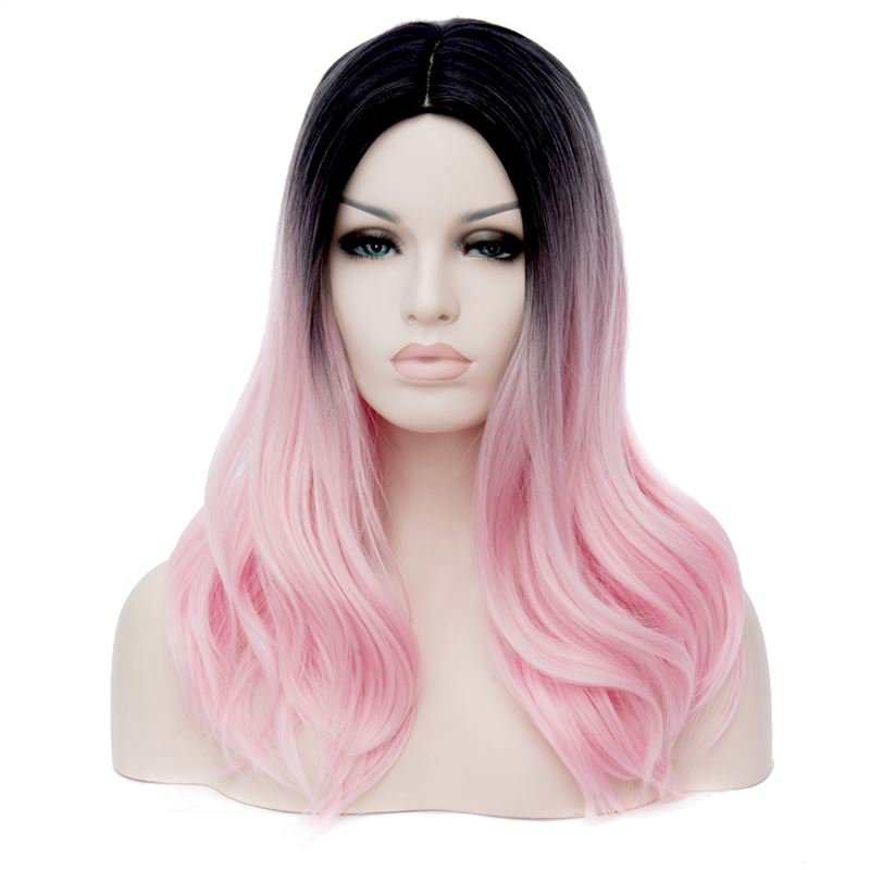 Man Mei Long Curly Hair Wigs Cosplay Wig A14 LW1578R Gradient Black to ...