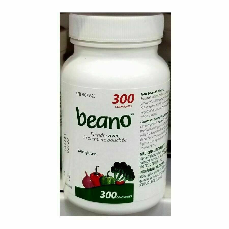 300 Beano Tablets, Gas Relief Digestion, Gluten Free, Bottle of 300 ...