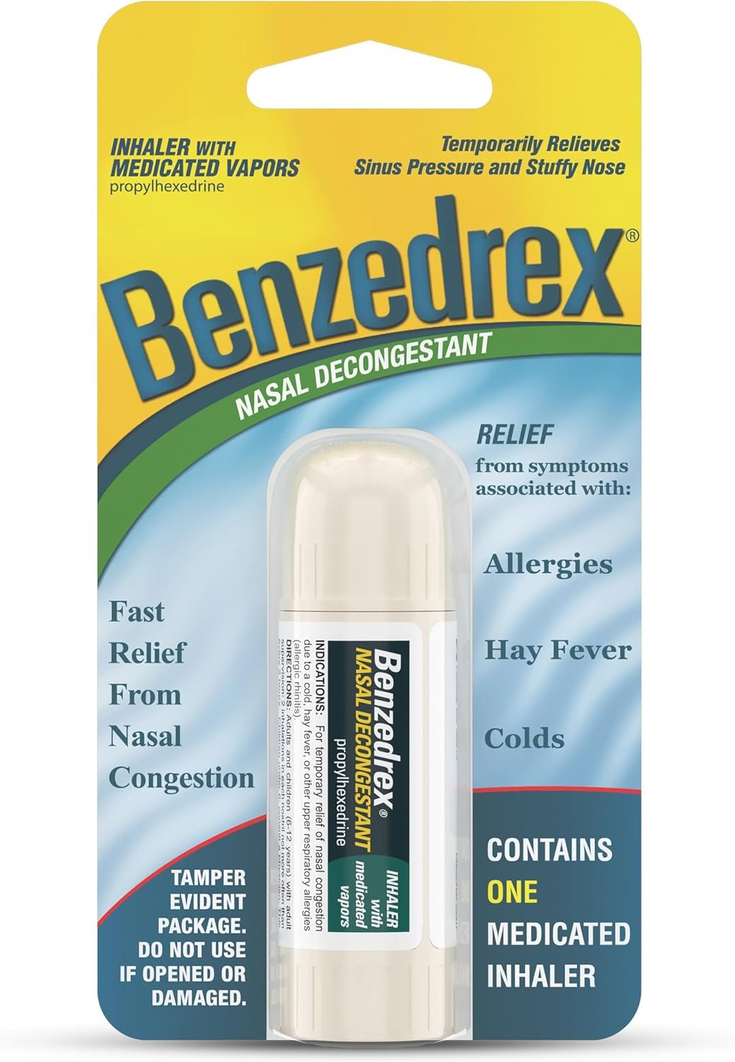 Benzedrex Nasal Decongestant Inhaler, 1 Count (Pack of 1 -3-6- count