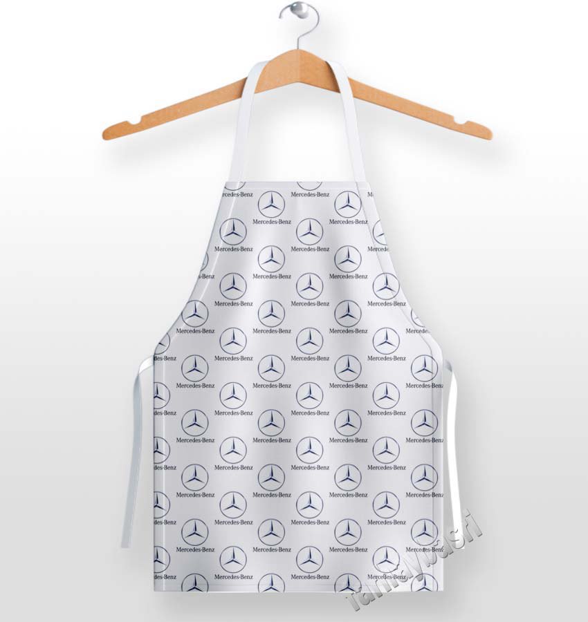 Mercedes-Benz Cars Logo Pattern Kitchen Apron BBQ Cooking Polyester