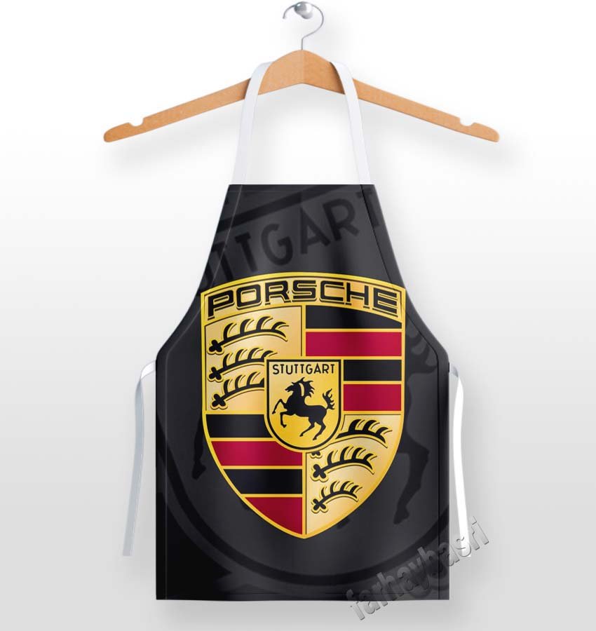 Porsche Logo Grill Apron Barbecue Full Polyester Cooking