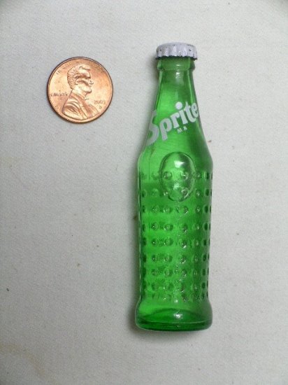 Sprite miniature Soda pop Bottle ACL pyroglaze 1970's green glass C9 ...
