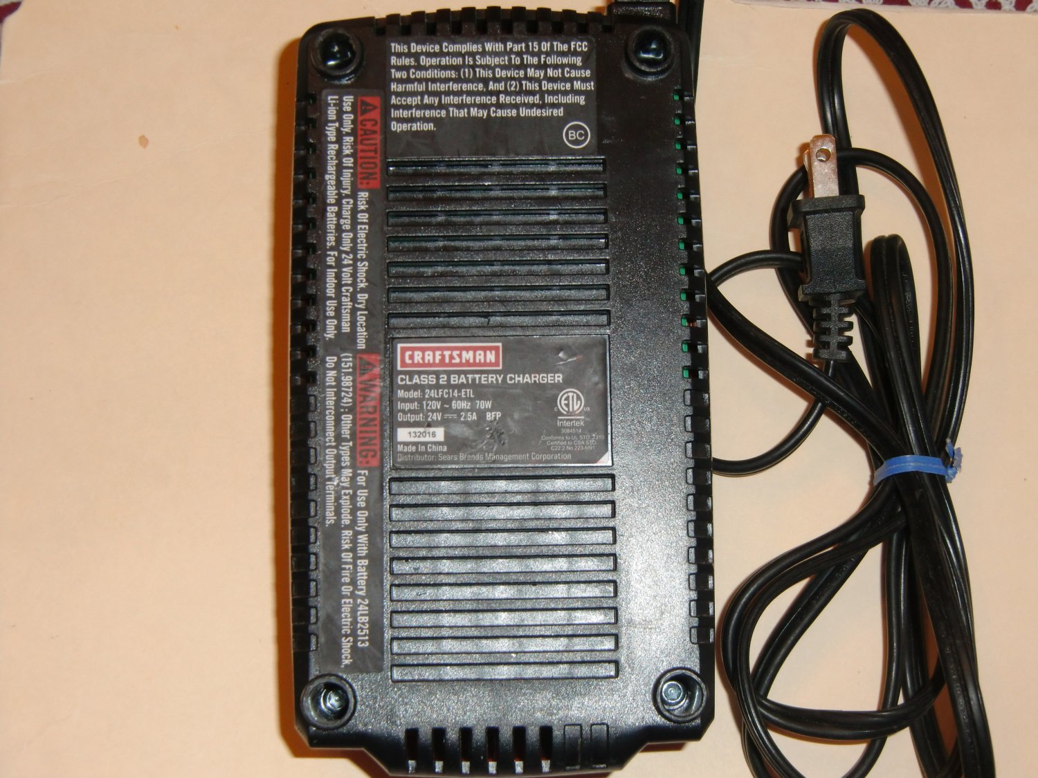 NEW! SEARS Craftsman 24 Volt 24V Max Li-Ion Battery Charger 24LFC14-ETL ...