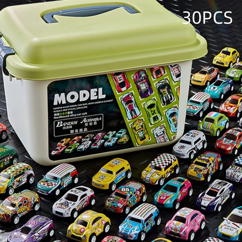 Mini Metal Return Car Set with Storage Box
