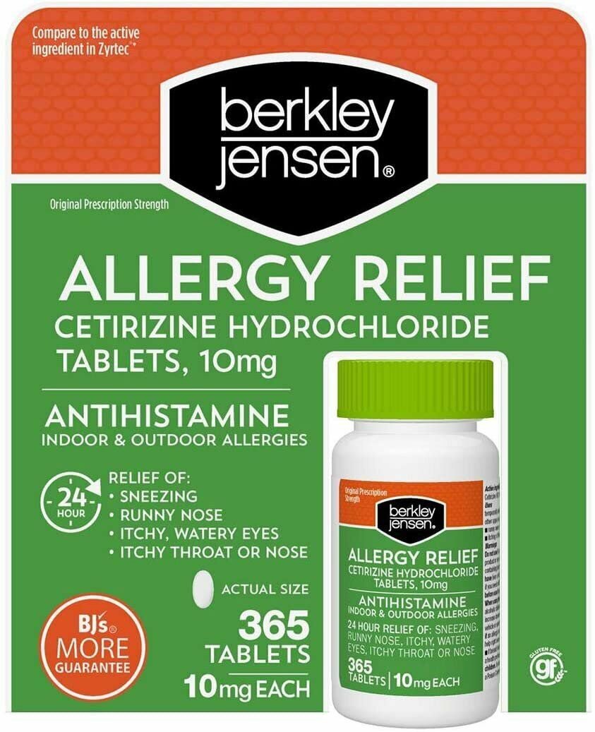 Berkley & Jense 10mg Cetirizine Hydrochloride Antihistamine Tablets ...