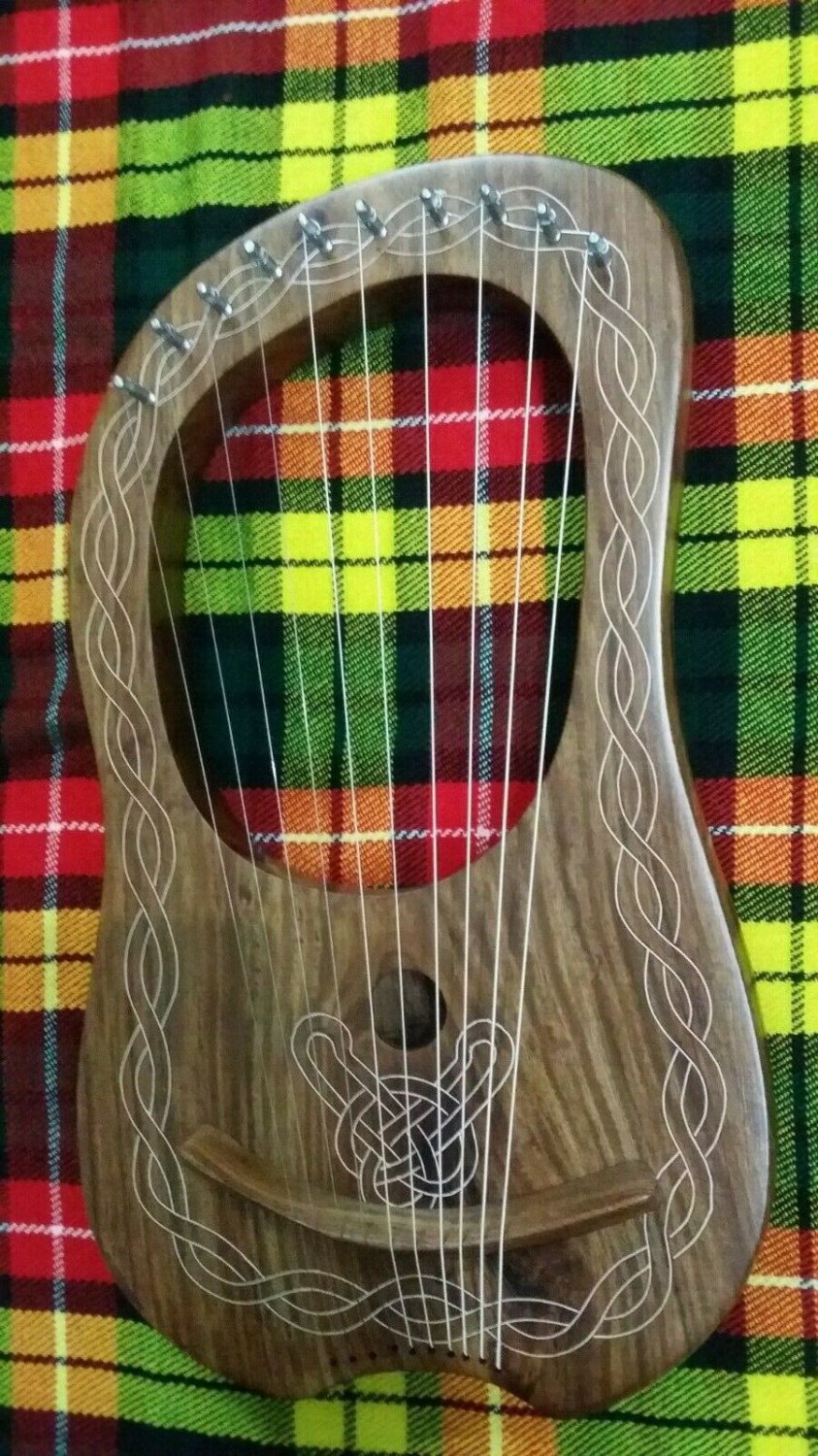 Traditional Irish Lyre Harp 10 Metal Strings Rosewood Free Carrying ...