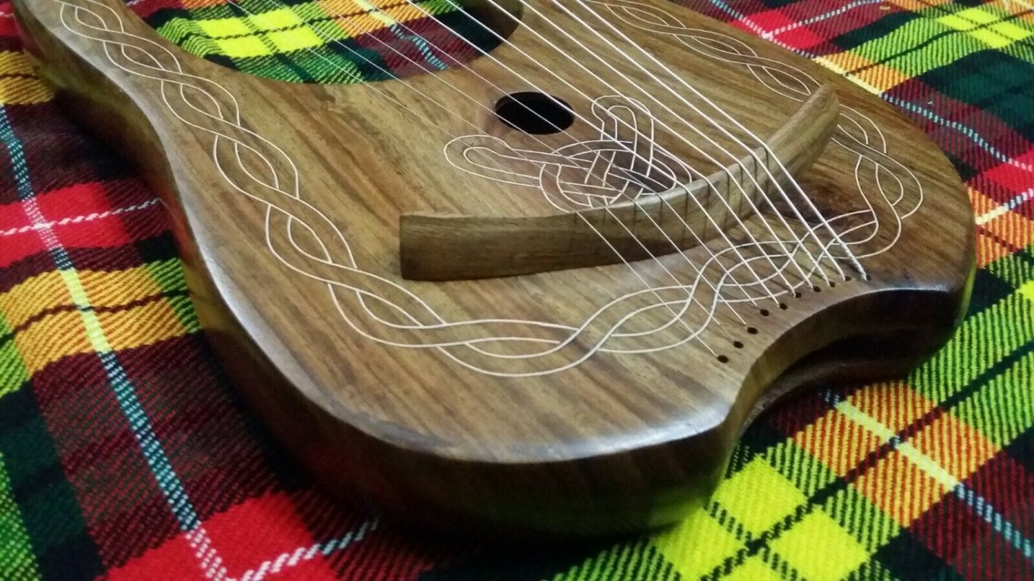 Traditional Irish Lyre Harp 10 Metal Strings Rosewood Free Carrying ...