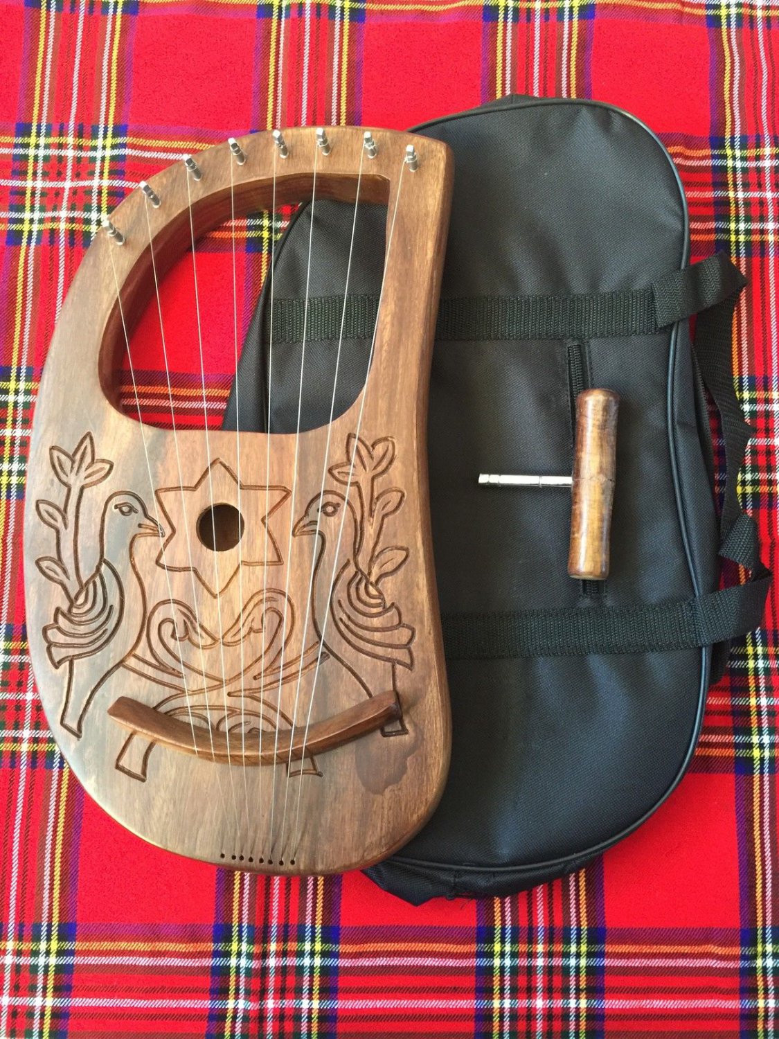 Lyre Harp 8 Strings with Tunning Key Free Carrying Case/Lyra harp