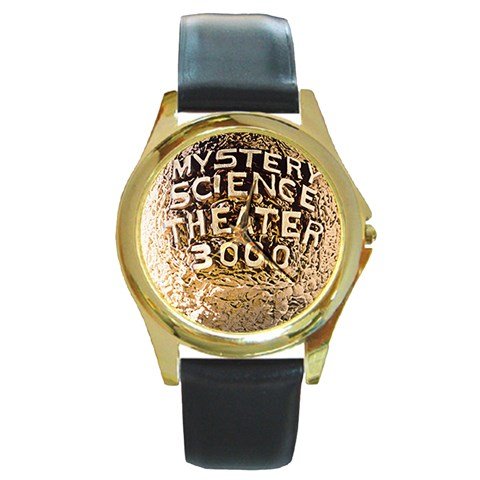 MST3K Logo Round Gold Metal Watch-Unisex