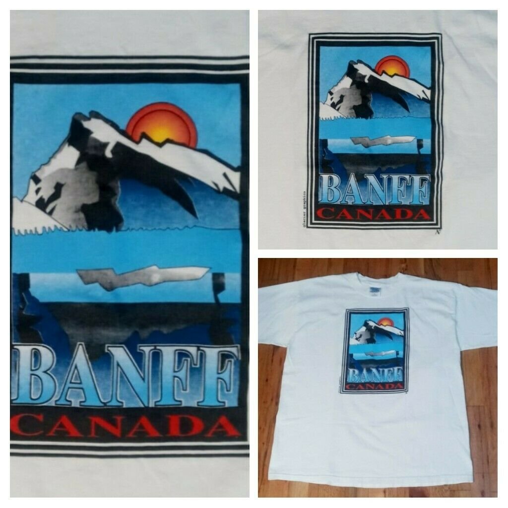 vintage Banff Canada Glacier Mountain Souvenir t shirt XL outdoor ski ...