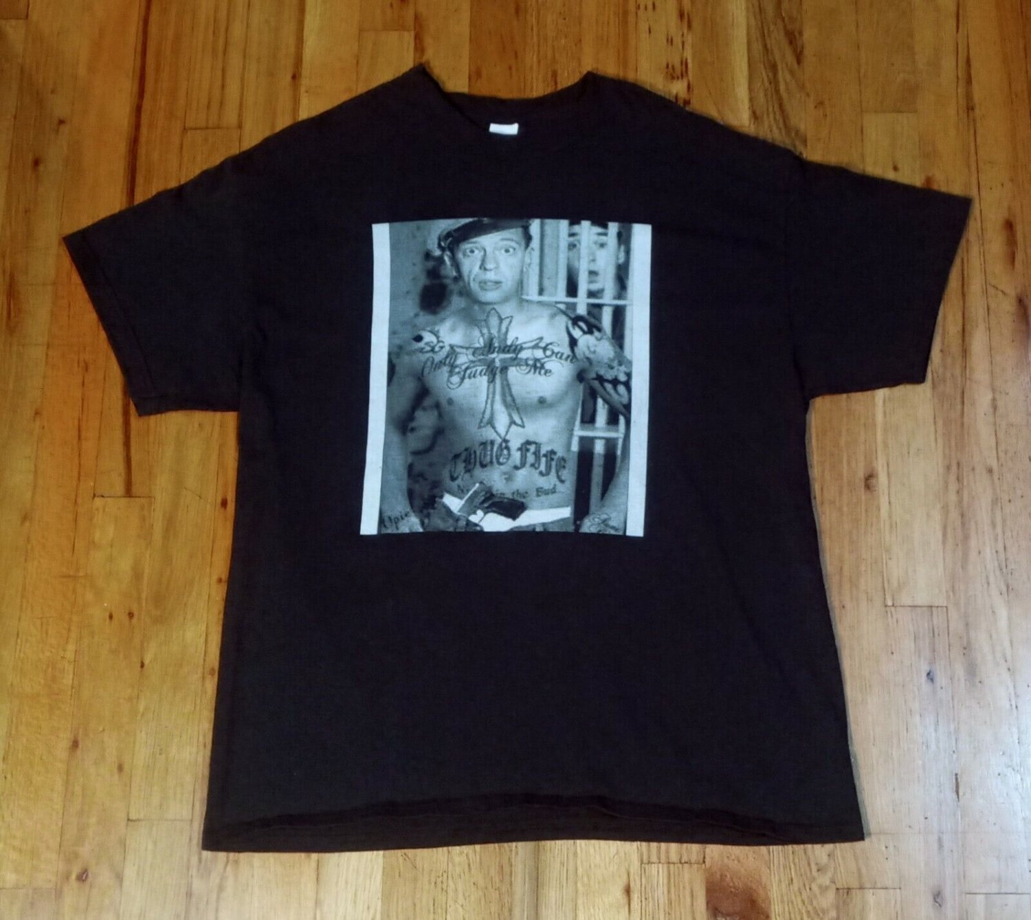 rare thug life prison cell gangsta Barney Fife t shirt XL hip hop rap funny