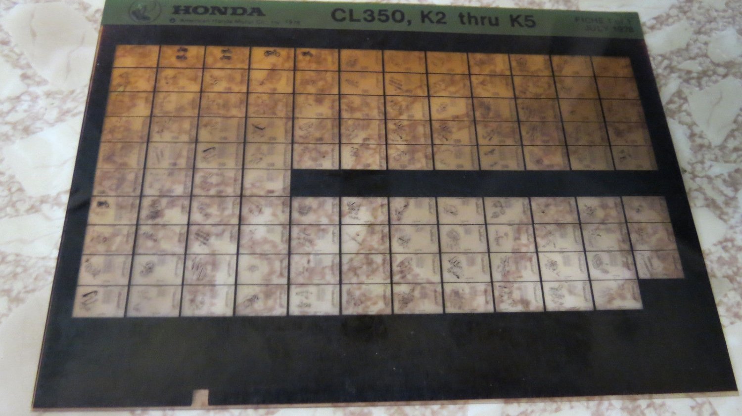 HONDA MICROFICHE FICHE CARD MANUAL CL350 CL 350 K2 K3 K4 K5 B-22