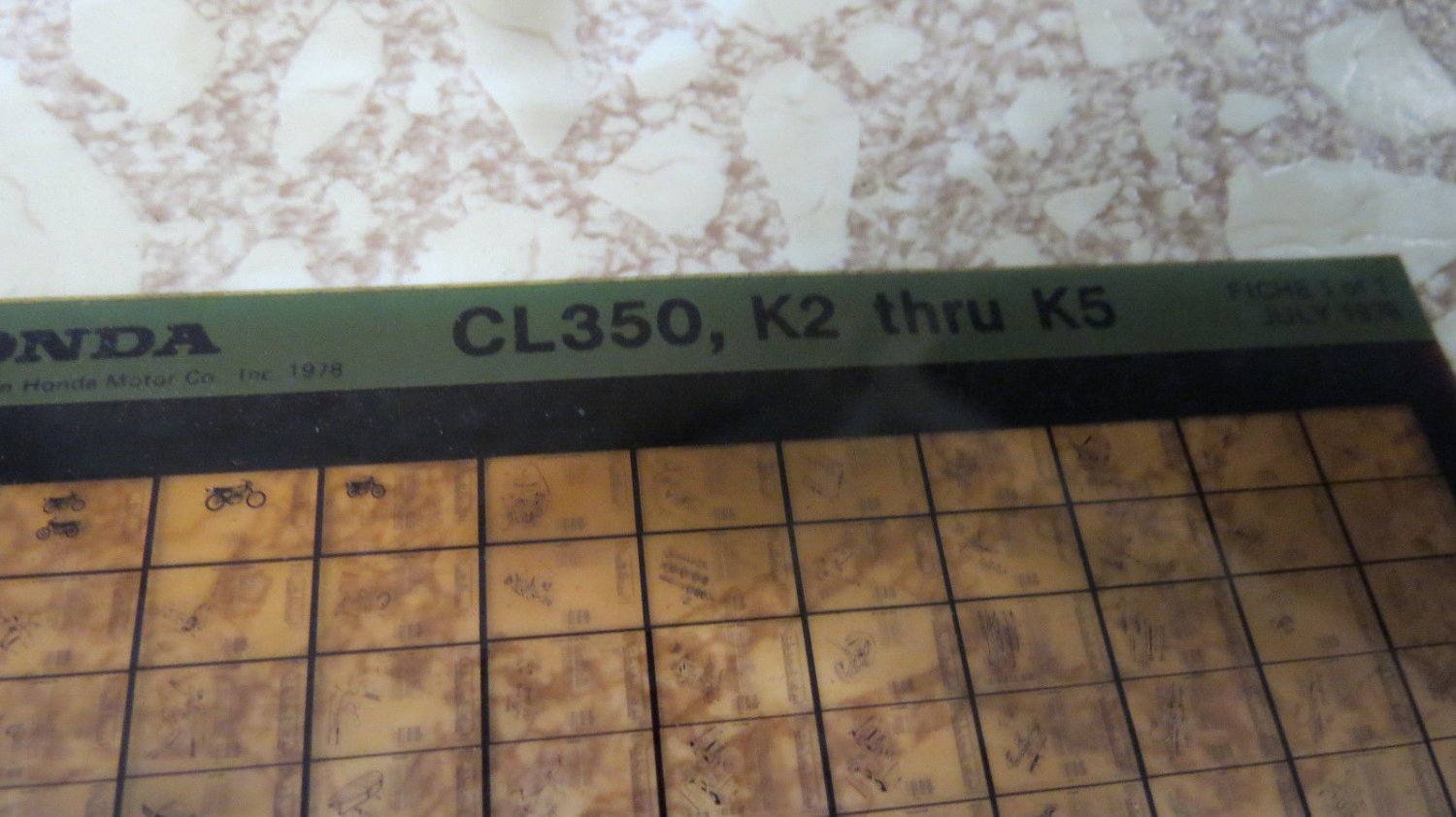 HONDA MICROFICHE FICHE CARD MANUAL CL350 CL 350 K2 K3 K4 K5 B-22
