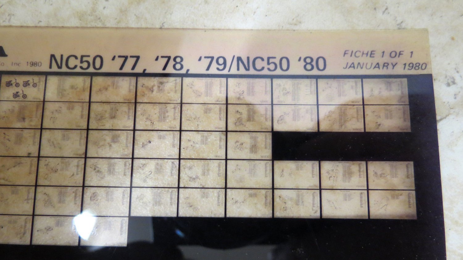 Honda Microfiche Card Manual Parts Look Up NC50 1977-80 B10