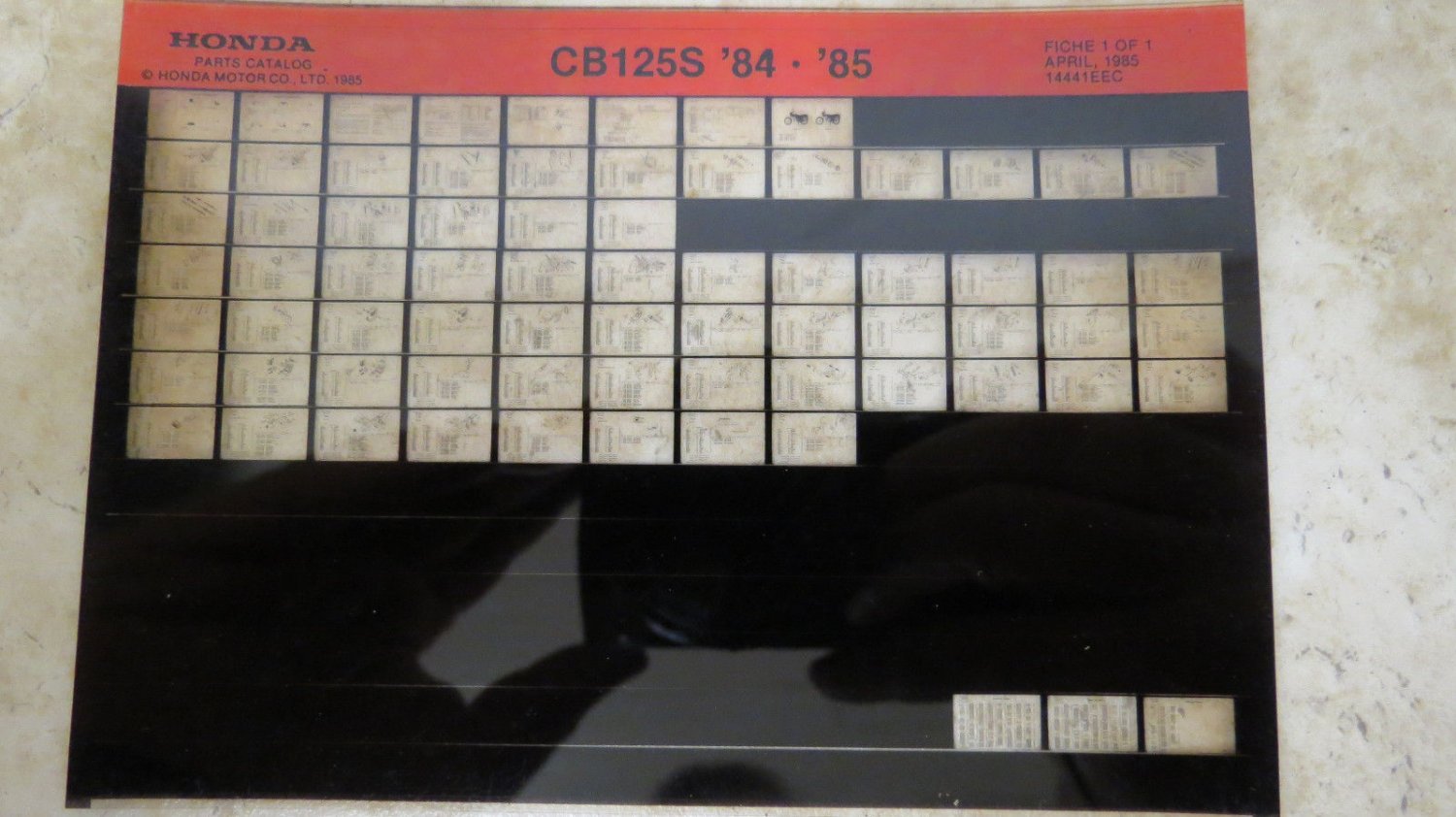 Honda Microfiche Card Manual Parts Look Up CB125S 1984-85 B10