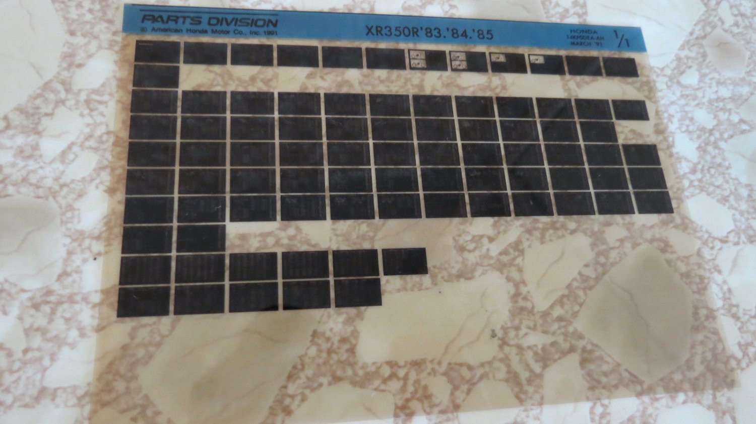 HONDA MICROFICHE FICHE CARD 1983-1985 XR350R B-20