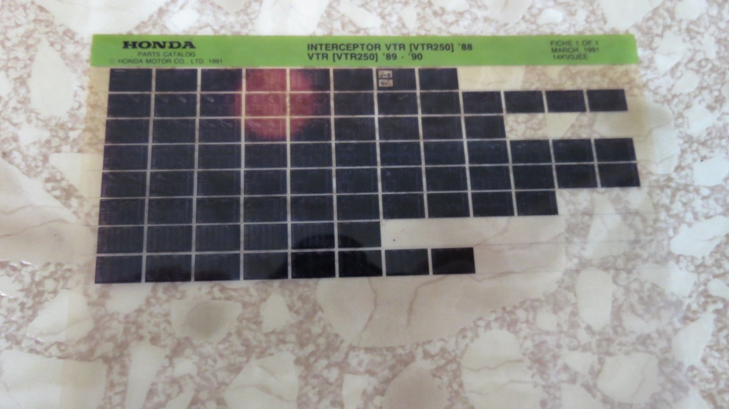 HONDA MICROFICHE FICHE CARD 1988 VTR250 INTERCEPTOR VTR250 1989-90 B-19