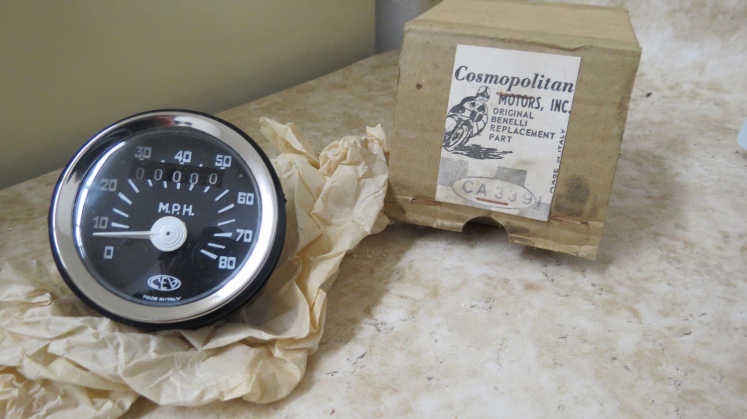 NOS BENELLI LAVERDA WARDS COBRA SCRAMBLER SPEEDOMETER COSMO MOTORS CA3391