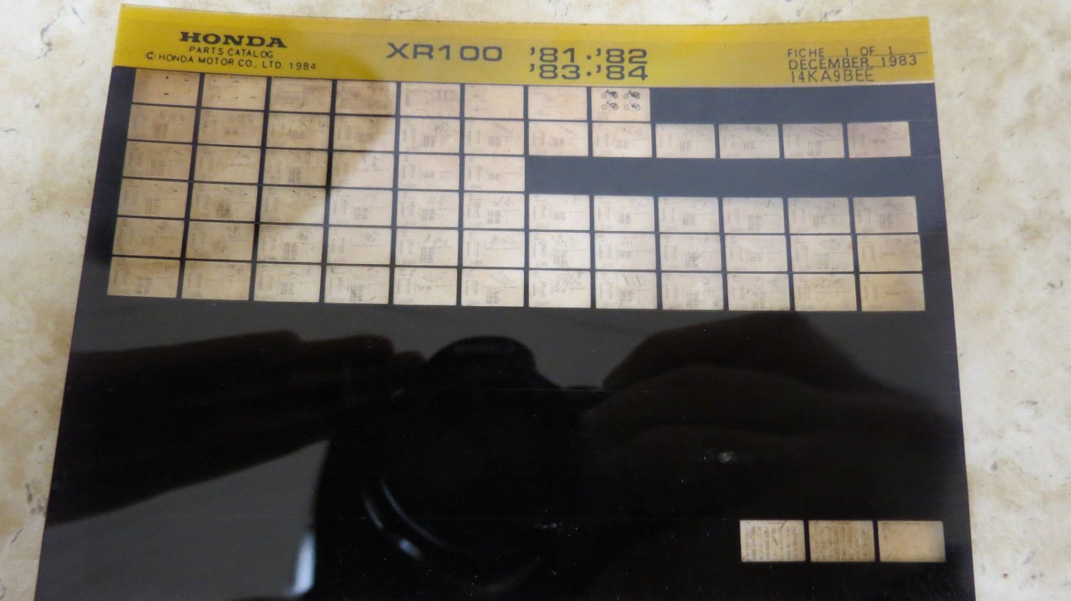 Honda Microfiche Card Manual Parts Look Up XR100 1981-84 B10